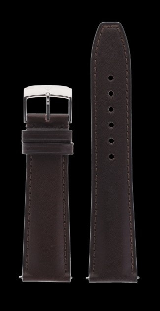 Cinturino in pelle di vitello marrone scuro con fibbia ad ardiglione in ...