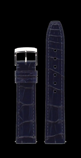 Navy Blue Calfskin Strap, Alligator pattern, Steel Pin Ardillon Buckle ...